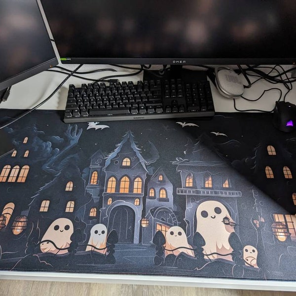 Cute Kawaii Goth Ghosts Desk Mat, Goth Mouse Pad, Ghose Mousepad, Cute ...
