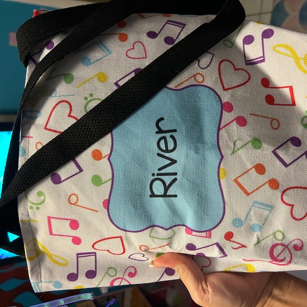 Music Notes Tote Bag - Personalized Tote for Kids - Music Lessons ...