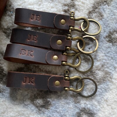 Personalized Leather Keychain. Custom Leather Keychain. - Etsy