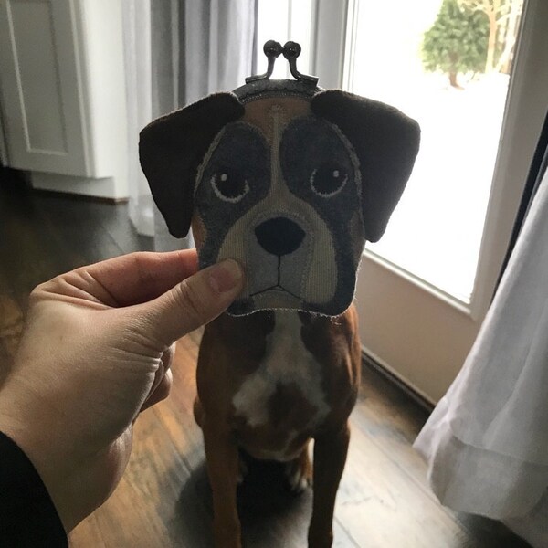 Boxer Dog Purse, Boxer Coin Purse, Dog Purse, Felt Dog Metal Frame ...