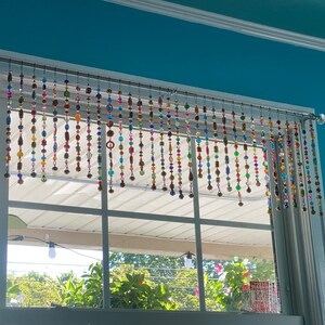 Colorful Glass-beaded Window Valance, Unique Home Decor, Boho Window ...