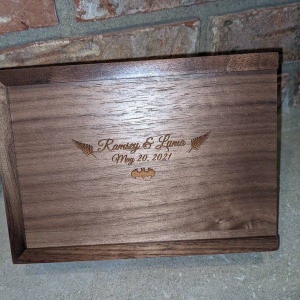 4x6" Wood Memory Box- Custom Engraved Walnut Keepsake Travel Box, Photo ...