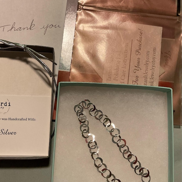 Handmade Silver Chain Bracelet, Sterling Silver Circle Links Bracelet ...