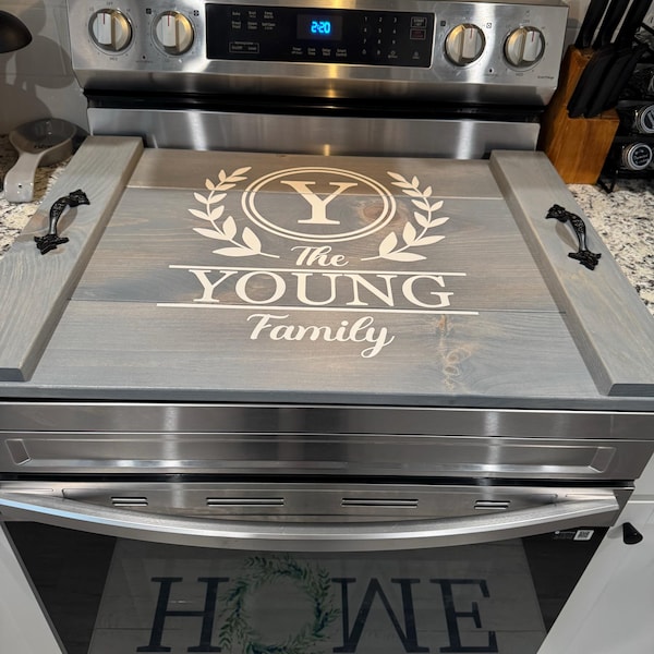 Personalized Stove Cover | Farmhouse Decor| Wood Stove Top Cover | Gas ...