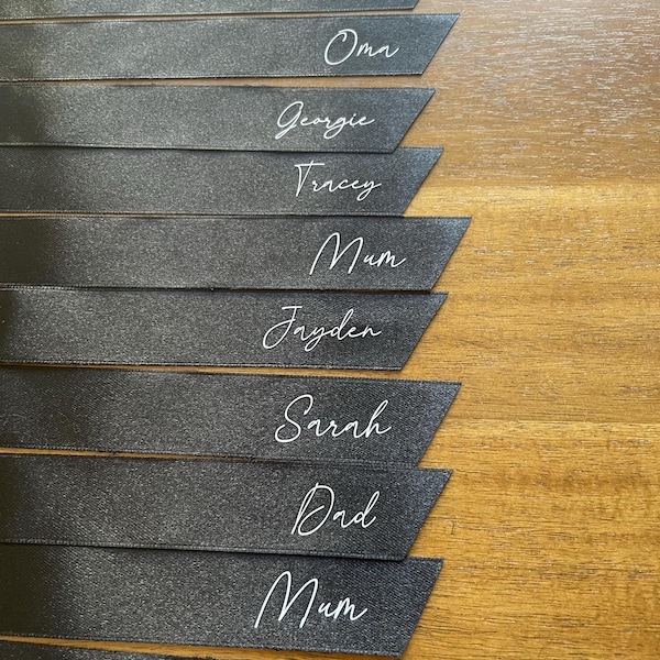 Luxury Personalised Ribbon Name Place Card for Weddings, Special Events ...