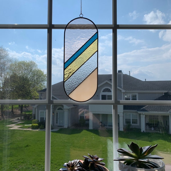 Stained Glass Window Hangings 11,5x4 Inch, Modern Suncatcher, Glass ...