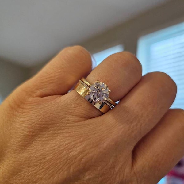 Stackable Ring / 14k Gold Pave Diamond Open Cuff Claw Diamond Ring ...