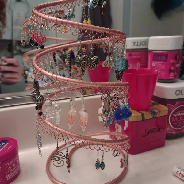 XL Earring Tree, Copper Spiral, Earring Holder, Organizer, Holds Approx ...