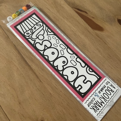Personalized Bookmarks to Color Kids Birthday Party Favors or Activity ...