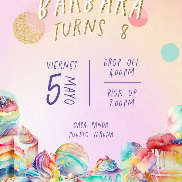 Watercolor Rainbow Desserts Clipart, Sweets and Cakes Clip Art PNG ...