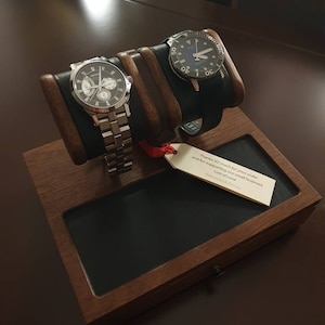 Mahogany Wood Desk Organizer With Drawer. Watch Stand Jewelry - Etsy