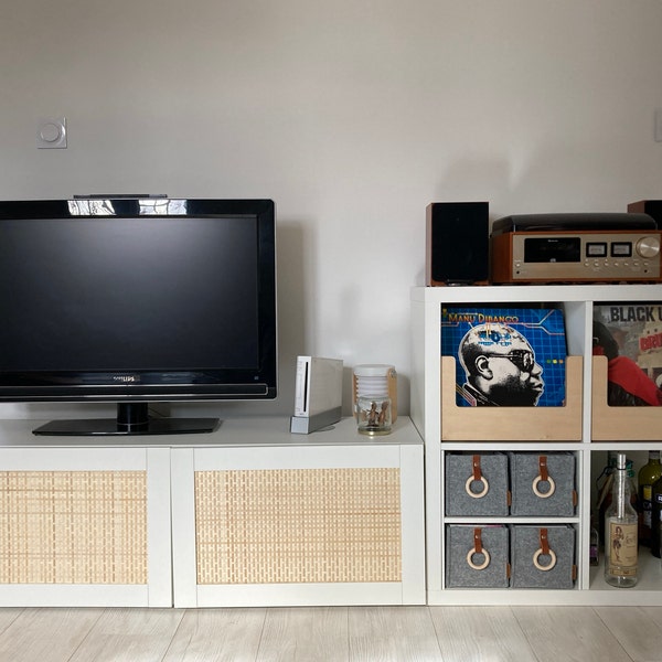 CD Box With Leather Handle, Felt Basket, CD Storage, Minimalist ...