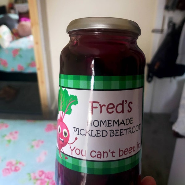 Personalised Pickled Beetroot Jar Labels, Any Name Can Be Added ...