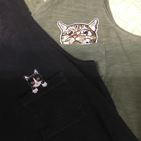 Peeping Cat Iron-on Patch, Cat Badge, Kitty Animal Decorative Patch ...