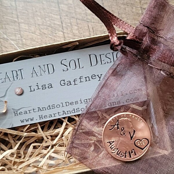 Lucky Wedding Penny Hand Stamped Penny Handstamped Gift Personalized ...
