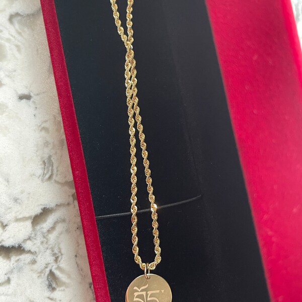 14k Solid Gold Custom Engrave Disc Pendant, Personalized Solid Gold ...