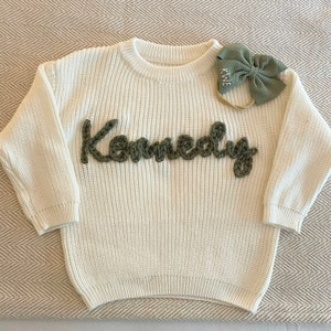 Custom Hand Embroidered Name Sweater - Etsy
