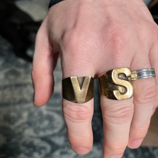 Initial Rings, Chunky Initial Rings, Stacking Initial Rings, Silver ...