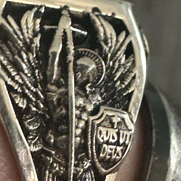Archangel Saint Michael Silver Men Ring. - Etsy