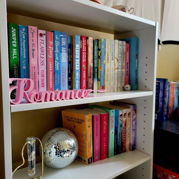 Romance Bookshelf Sign Library Book Lover Gift Custom Colors Book Club ...