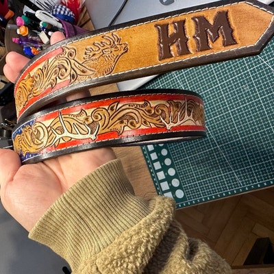 Personalized Hand Tooled Leather Western Belt, Personal Brand Belt ...