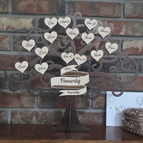 Custom Table-top Metal Magnetic Family Tree | Engraved Name Magnets - Etsy
