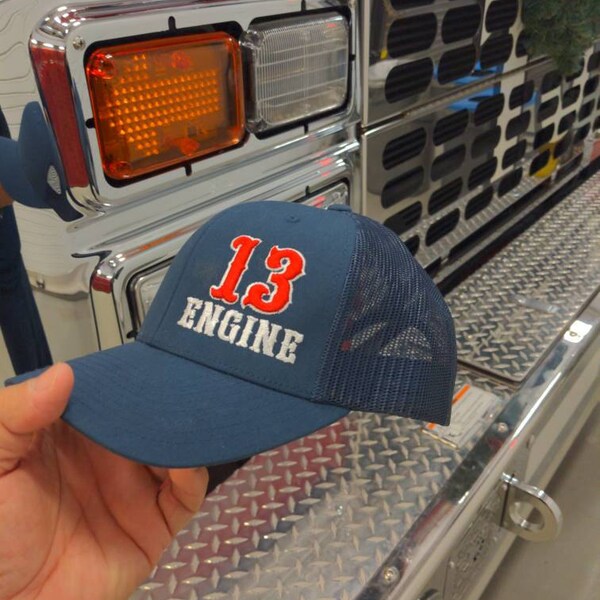 Free Personalization Side Panel 3D Numbers Firefighter Engine Hat ...