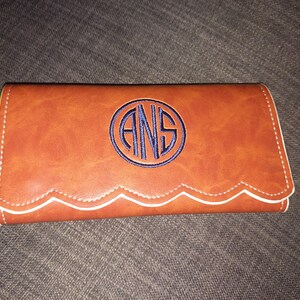 Monogram Scalloped Wallet Personalized Wallet Womens Vegan Leather ...