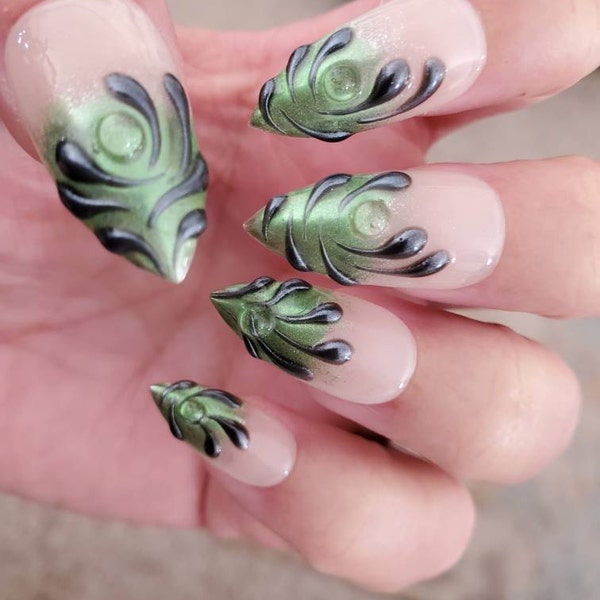 Halloween Bat French Tip Press on Nails - Purple Handmade Reusable ...