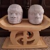 Set of 2 Tiki Moai Easter Island Head Sculpture gray With Red Hat - Etsy