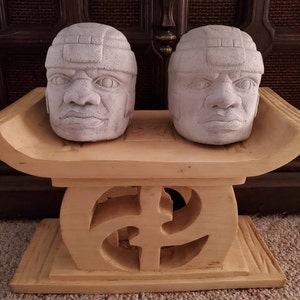 Set of 2 Tiki Moai Easter Island Head Sculpture gray With Red Hat - Etsy