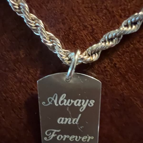 14K Solid Gold Dog Tag Necklace, 14K Solid Gold Pendant, Personalized ...