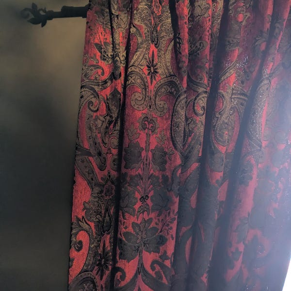 Bird Pattern Embroidered Velvet Luxury Orange Curtain - Modern Custom ...