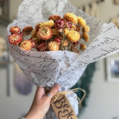 Dried Strawflower Stems, Dried Strawflowers, Orange Dark Red Purple ...