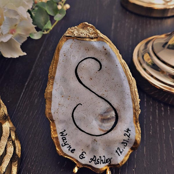 Gilded Oyster Shell Table Numbers & Gold Octopus Stand Personalised ...