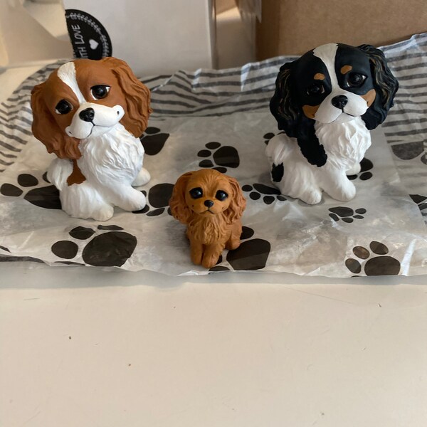 Tri Cavalier King Charles Spaniel Handmade Resin Fureverclay ...