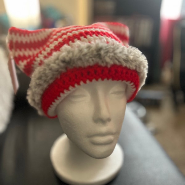 PATTERN - Cat Ear Striped Beanie Crochet Pattern - Etsy