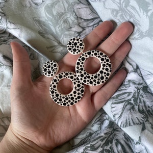 Retro Orange and White Print Slanted Rectangle Dangle Polymer - Etsy