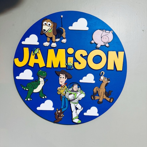 Toy Story Round Name Sign, Toy Story Name Sign, Toy Story Nursery Decor ...