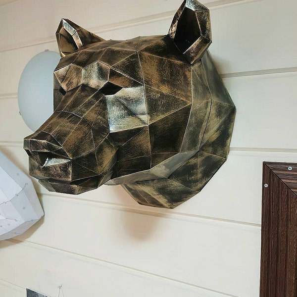 Bear Head, Paper Craft, Digital Template, Origami, PDF Download DIY ...