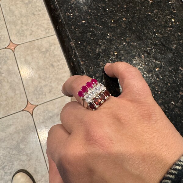 Unique Garnet Ring for Men/ 925 Sterling Silver/ AAA Quality Garnet ...