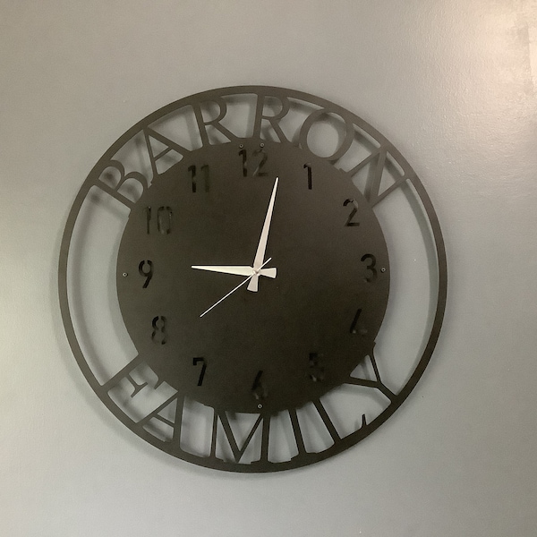 Custom Name and EST Large Metal Wall Clock, Silent Clock for Wall ...