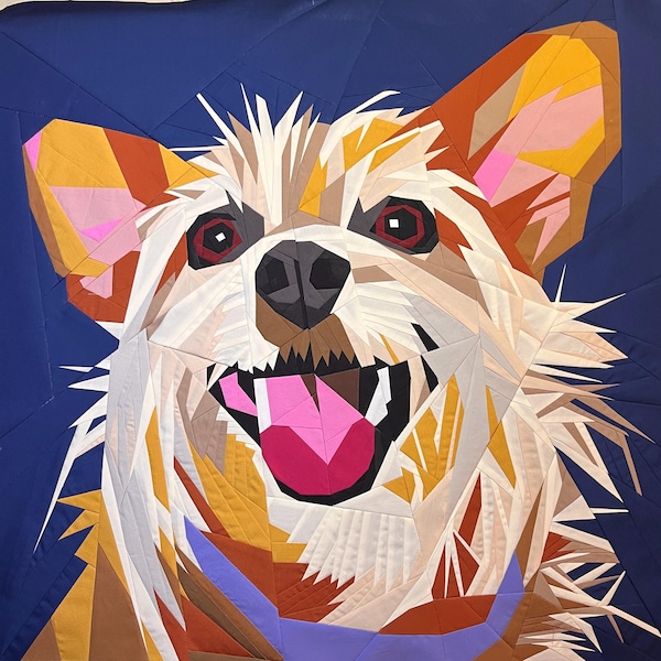 Pitbull Mix Dog Sitting Foundation Paper Pieced Quilt Block Pattern - Etsy