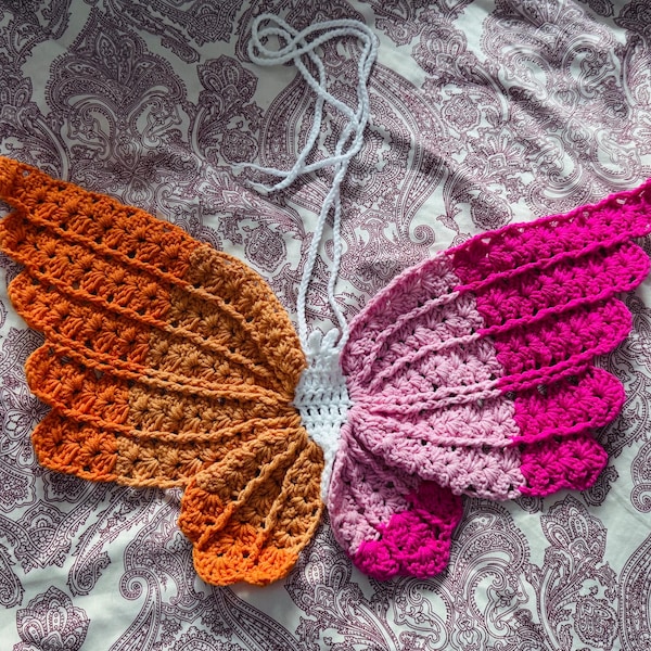 Crochet Butterfly Top, Lesbian Pride Bralette, Rainbow Festival Crop ...
