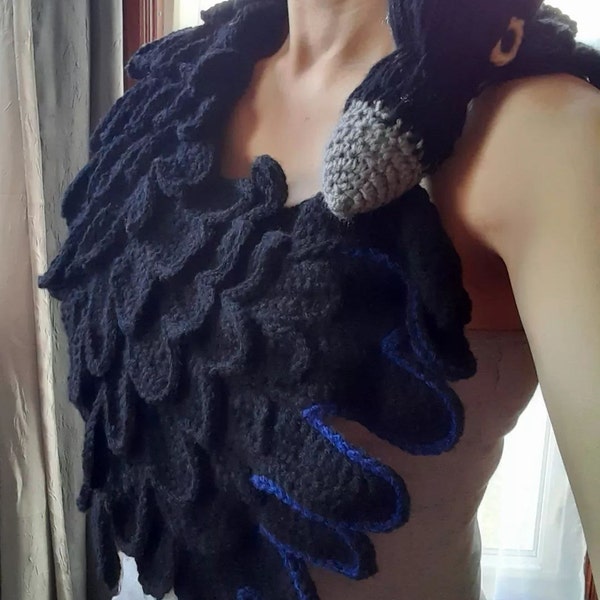 Raven Shawl Crochet Pattern, PDF Digital Download, Amigurumi Crow ...