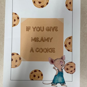If You Give Your Teacher a Cookie, Printable Gift Card Book, Boy ...