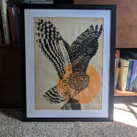Red Tailed Hawk Original Handmade Large Linocut Print Linoleum Carved ...