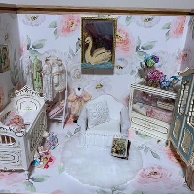 Newdollhouse Brocante Barroque Wall Panels. 1:12 Ornate Chandelier ...