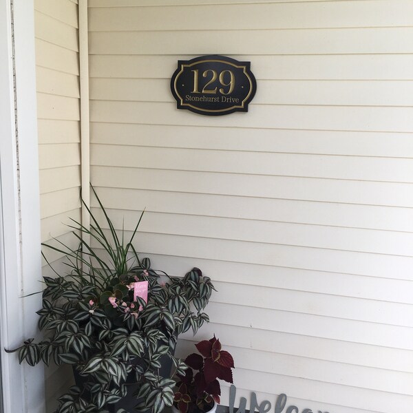 15"x 10" Classic House Number Engraved Plaque, Ready to Hang Custom ...