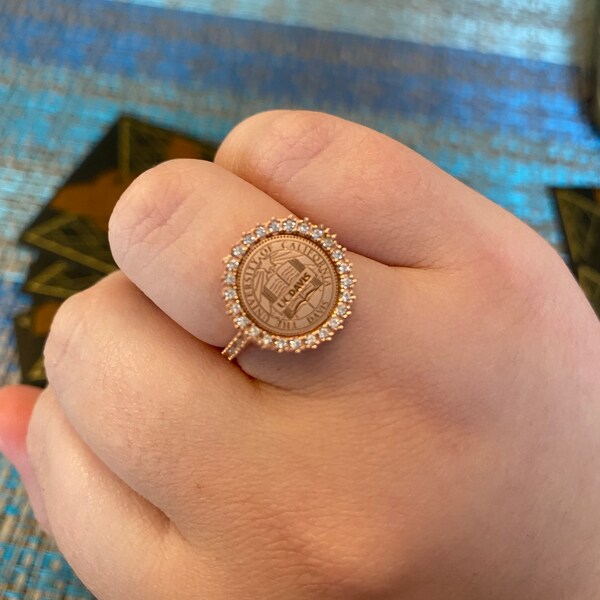 Custom Graduation Signet Ring, Senior Ring, School Class Ring, Pave ...